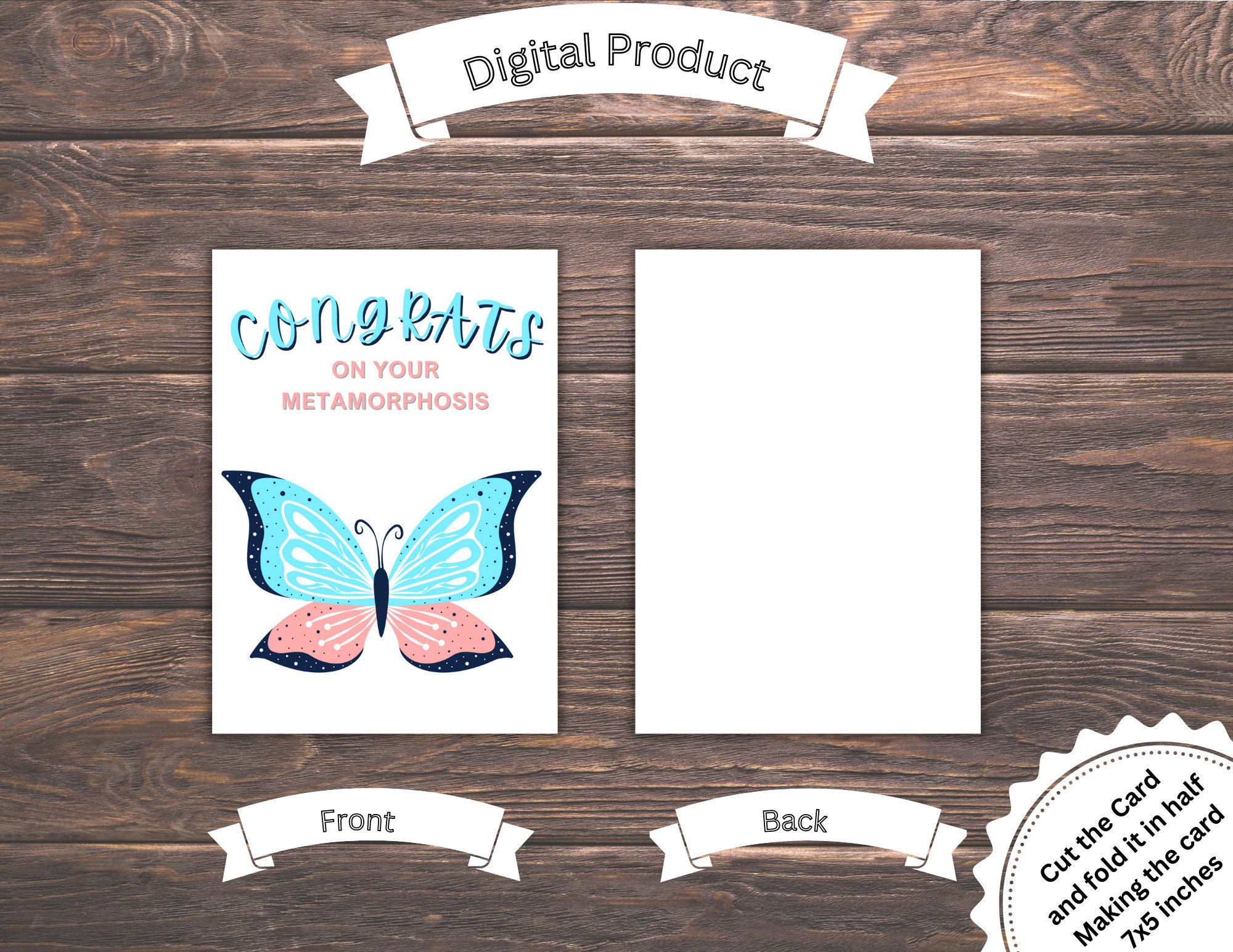 Printable Congrats on Your Metamorphosis Card, Trans, Transgender Card ...