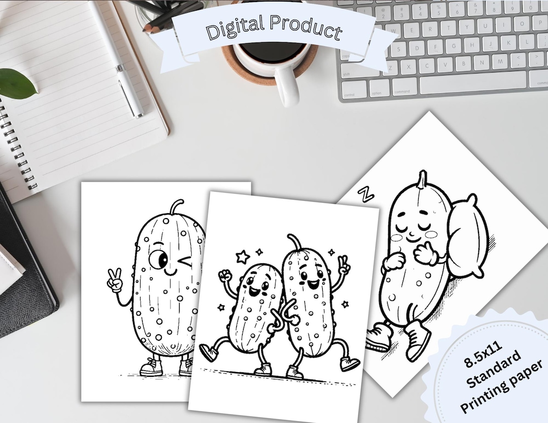 25 Printable Pickle Coloring Pages Cute Cozy Pickle Coloring Book ...