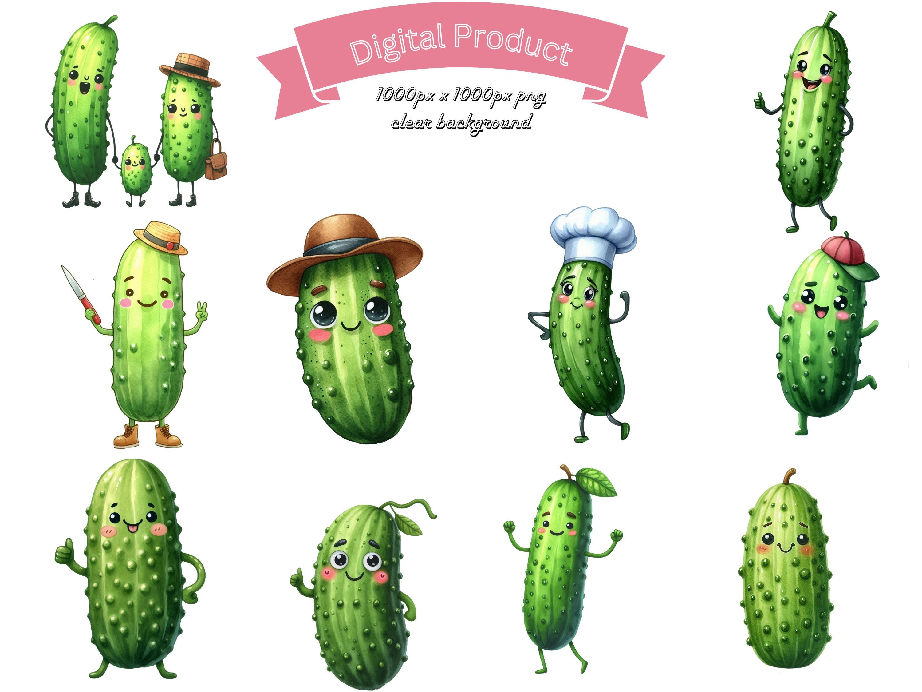 50 Pickle Characters Clipart PNG Watercolor Pickles Clip Art Painting ...
