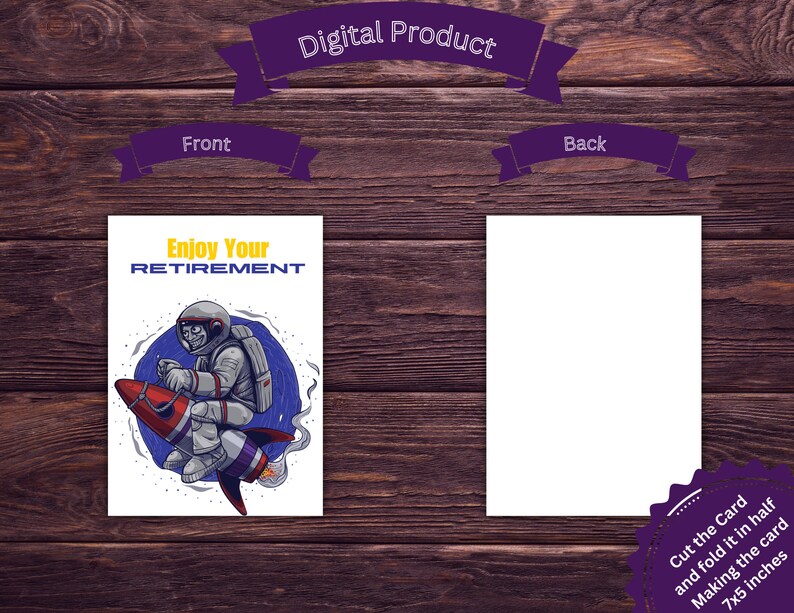Printable Retirement Card, Enjoy Your Retirement, Astronaut on a Rocket ...