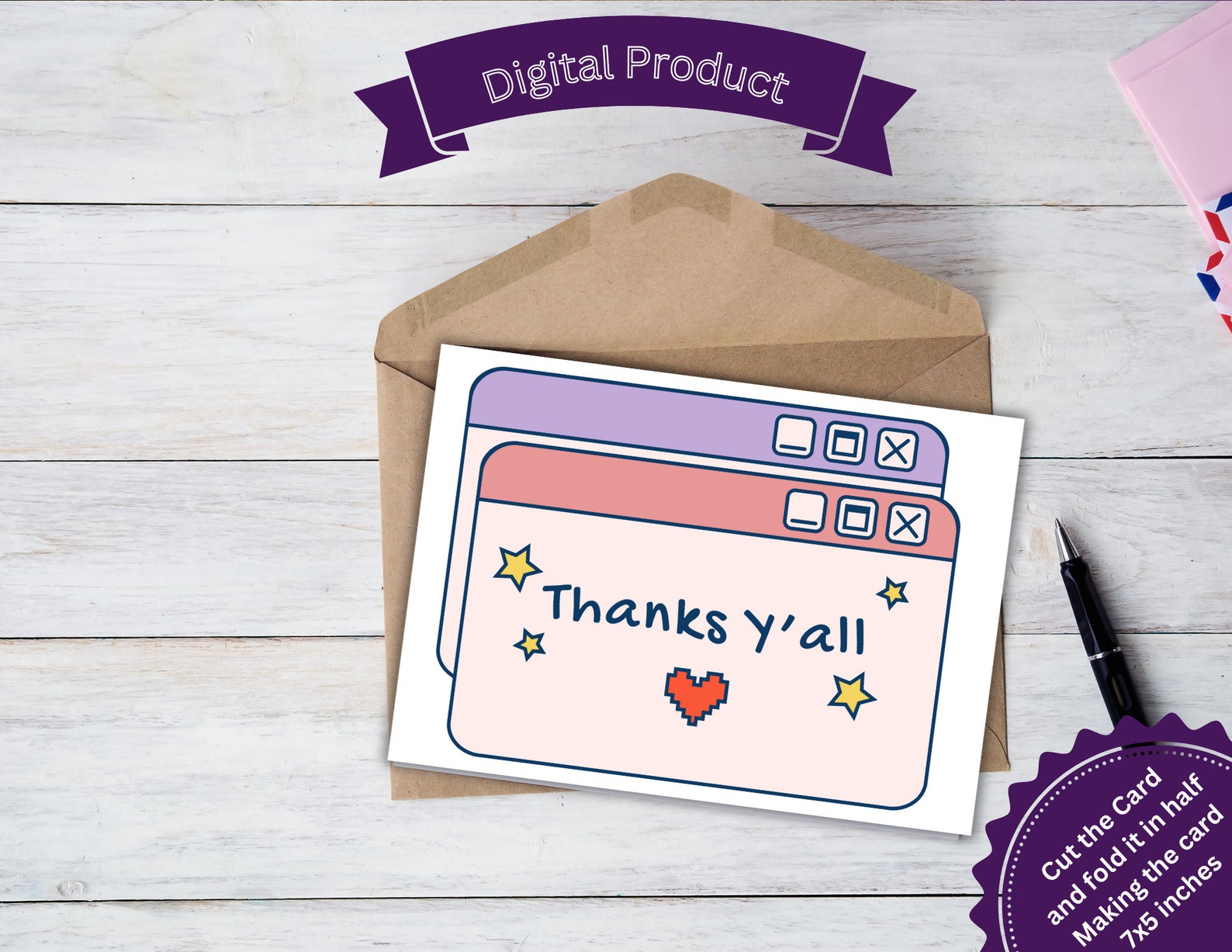 Printable Thanks Y'all Card Thank You Card Retro Computer Open Tab ...