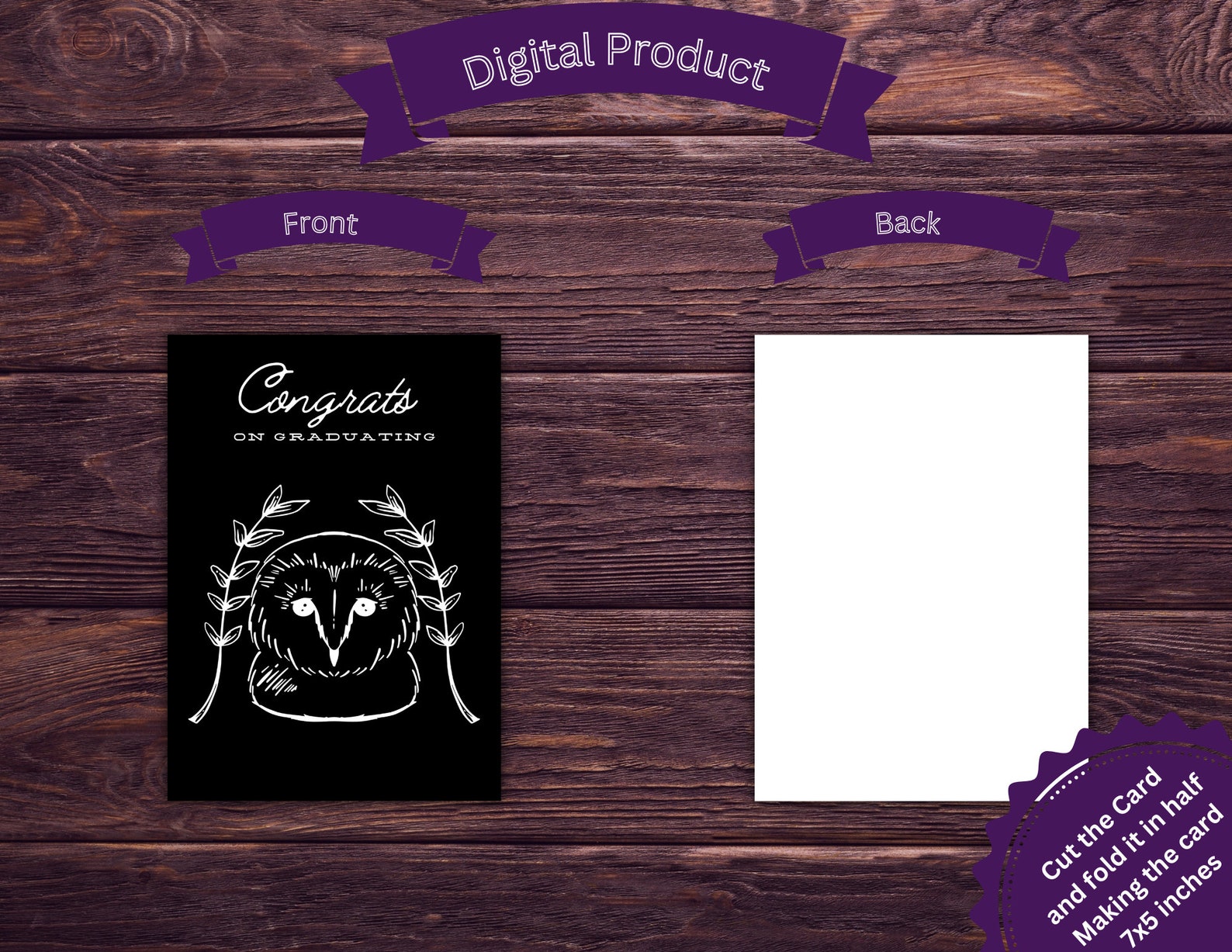 Printable Card Congratulations on Graduating, Goth Card, Owl Card ...