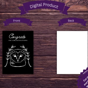 Printable Card Congratulations on Graduating, Goth Card, Owl Card ...