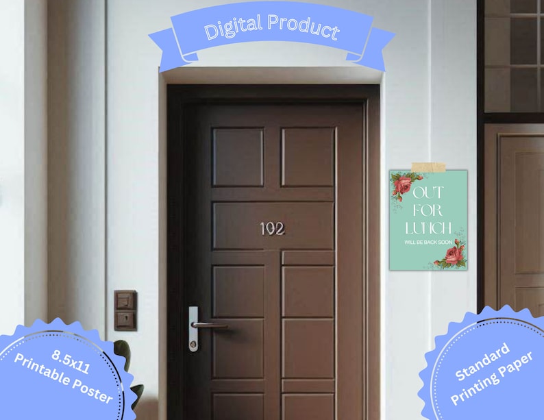 Printable Sign Out for Lunch, Floral, Simple, 8.5x11, for Office, for ...