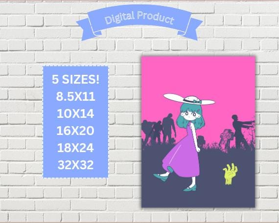 Printable Anime Wall Art Cute Zombie Anime Walkers Cute Anime Halloween ...