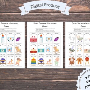 Printable Baby Shower Games, Matching Game, Memory Game, Party Game ...