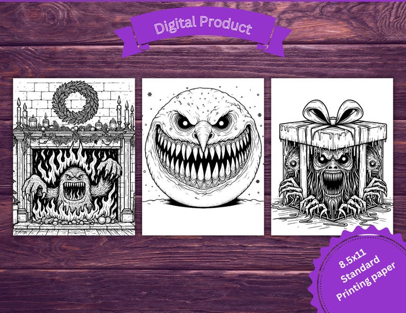 25 Printable Creepmas Coloring Book Holiday Horrors Coloring Scary ...