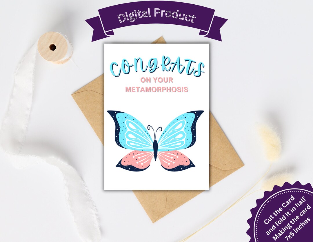 Printable Congrats on Your Metamorphosis Card, Trans, Transgender Card ...