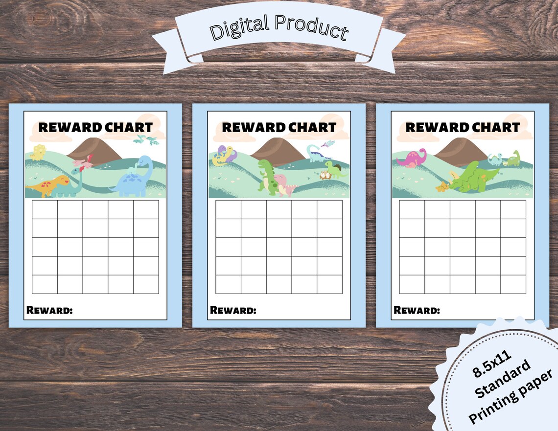 Printable Dinosaur Reward Chart, Printable Dinosaur Kids Behavior Chart ...