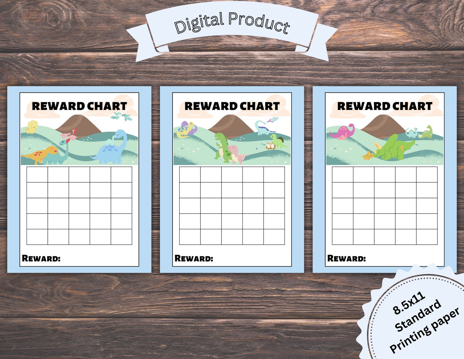Printable Dinosaur Reward Chart, Printable Dinosaur Kids Behavior Chart ...