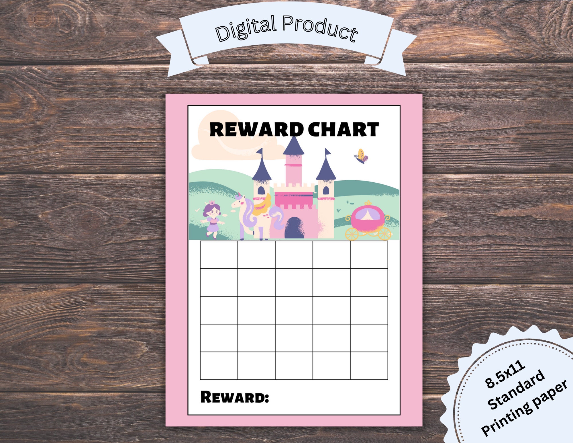 Printable Princess and Unicorn Sticker Reward Page, Reward Challenge ...
