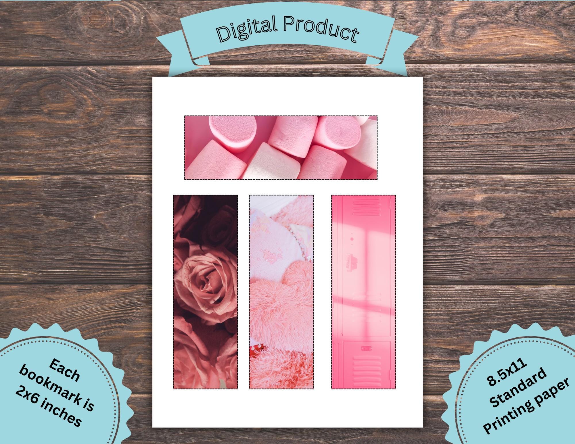 Printable Bookmarks Pink Aesthetic Pastel Pink Bookmarks for Girls Gift ...
