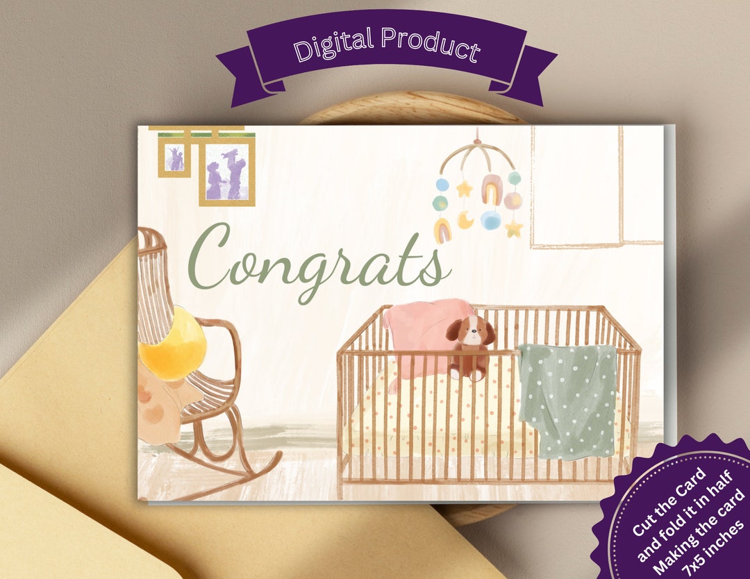 Printable Card Congrats on New Baby Watercolor Baby Shower Card First ...
