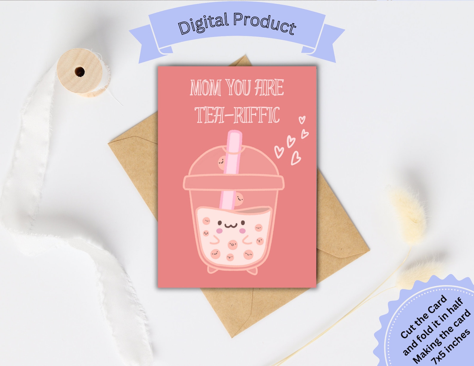 Printable Mothers Day Card Mom You Are Tea-riffic, Cute Birthday Card ...