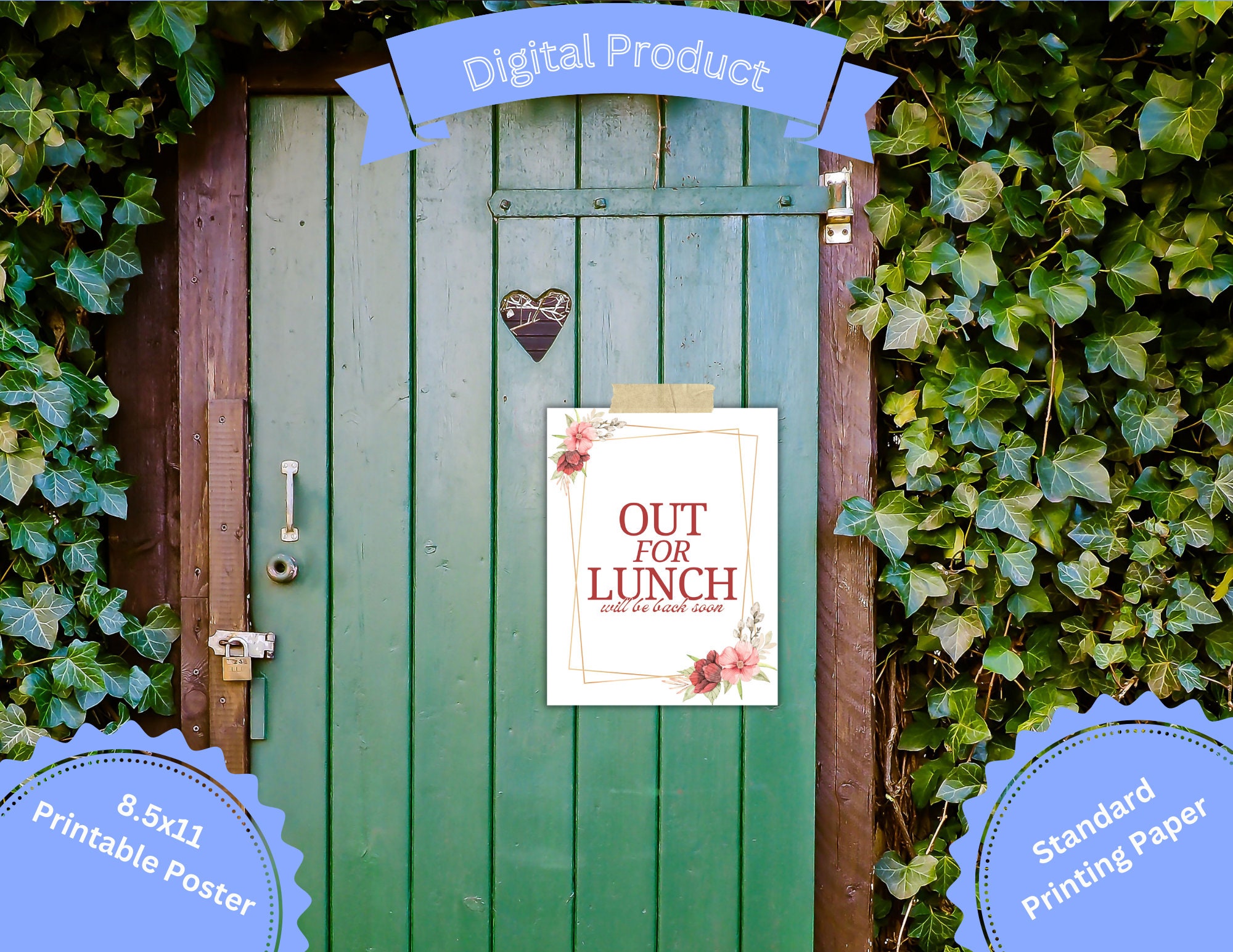 Printable Sign Out for Lunch Will Be Back Soon, Business Sign, Simple ...