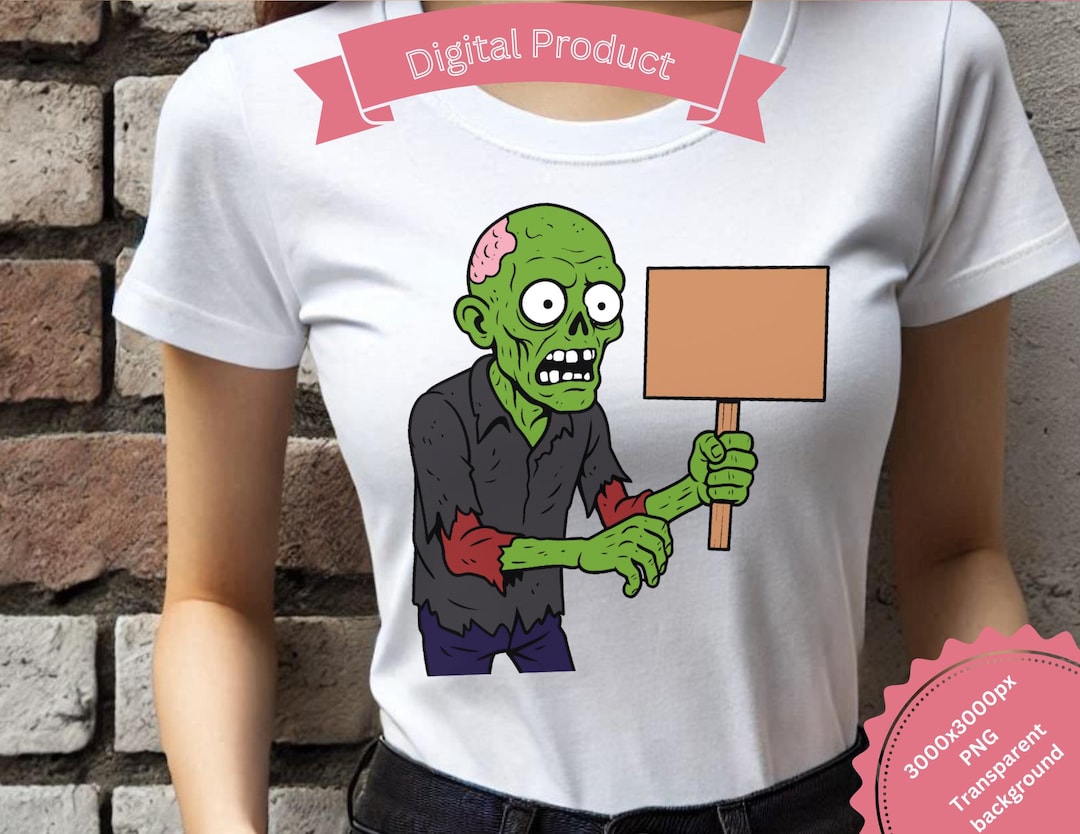Zombie With a Blank Sign PNG Halloween Zombie Clipart Outline Clipart ...