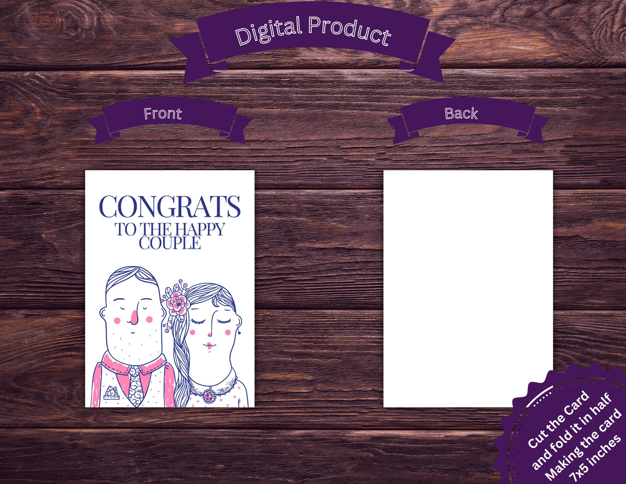 Printable Card, Congrats to the Happy Couple, Wedding Card, Engagement ...
