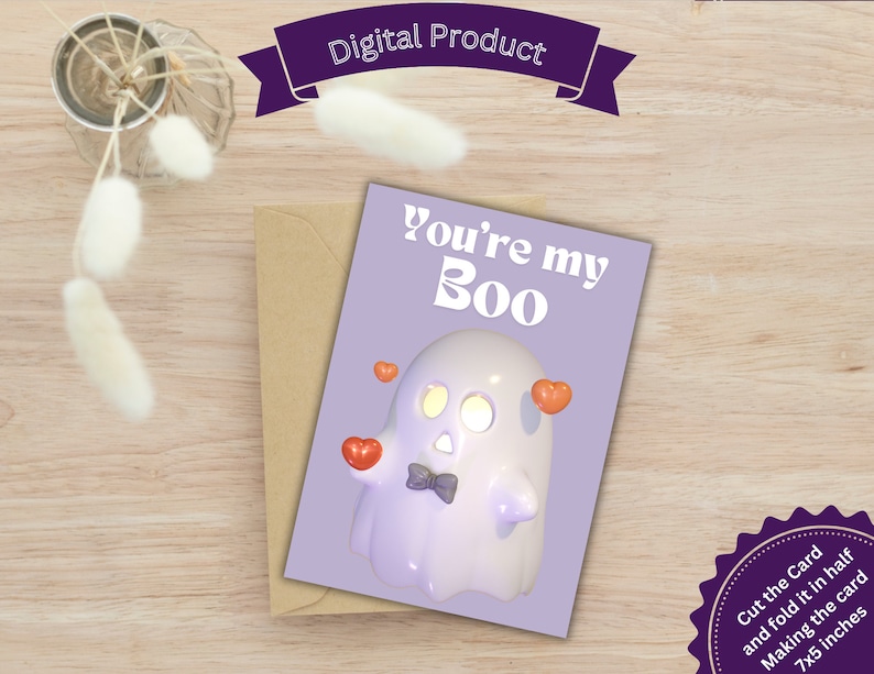 Printable Card Ghost You're My Boo Card, Cute Card, Romantic Card, I ...