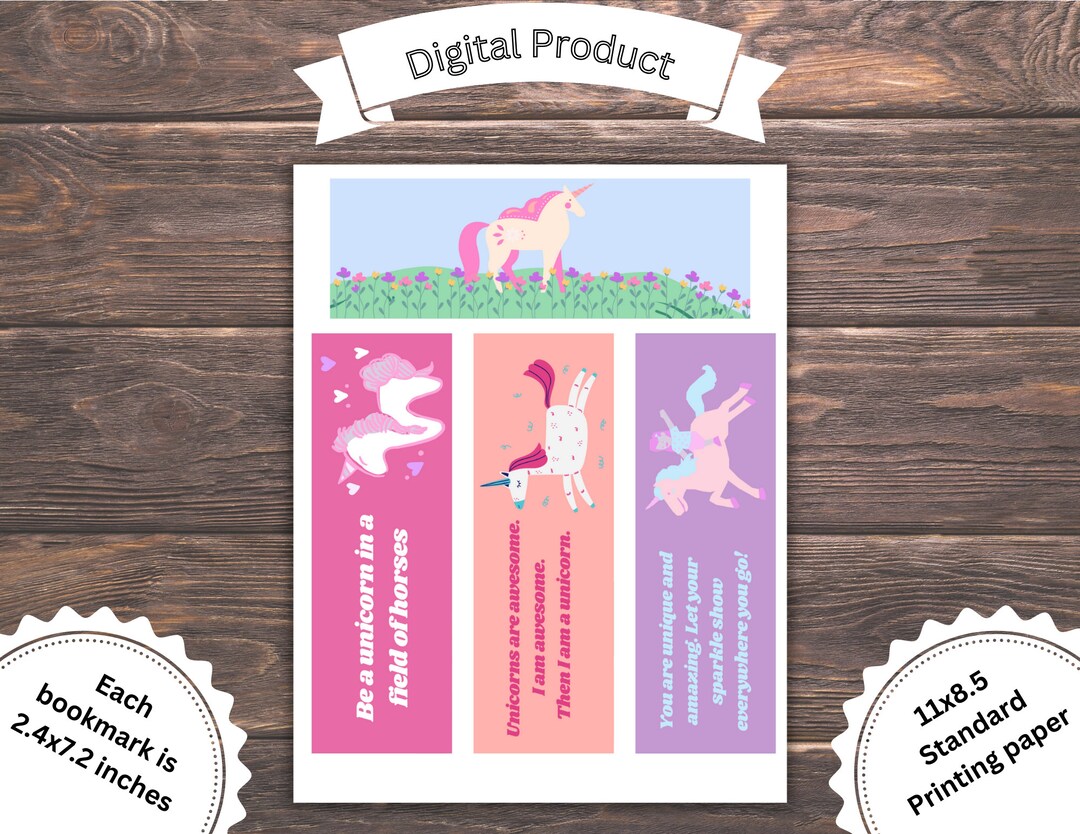 16 Printable Unicorn Bookmarks, Girly Bookmarks, Bookmarks With Phrases ...