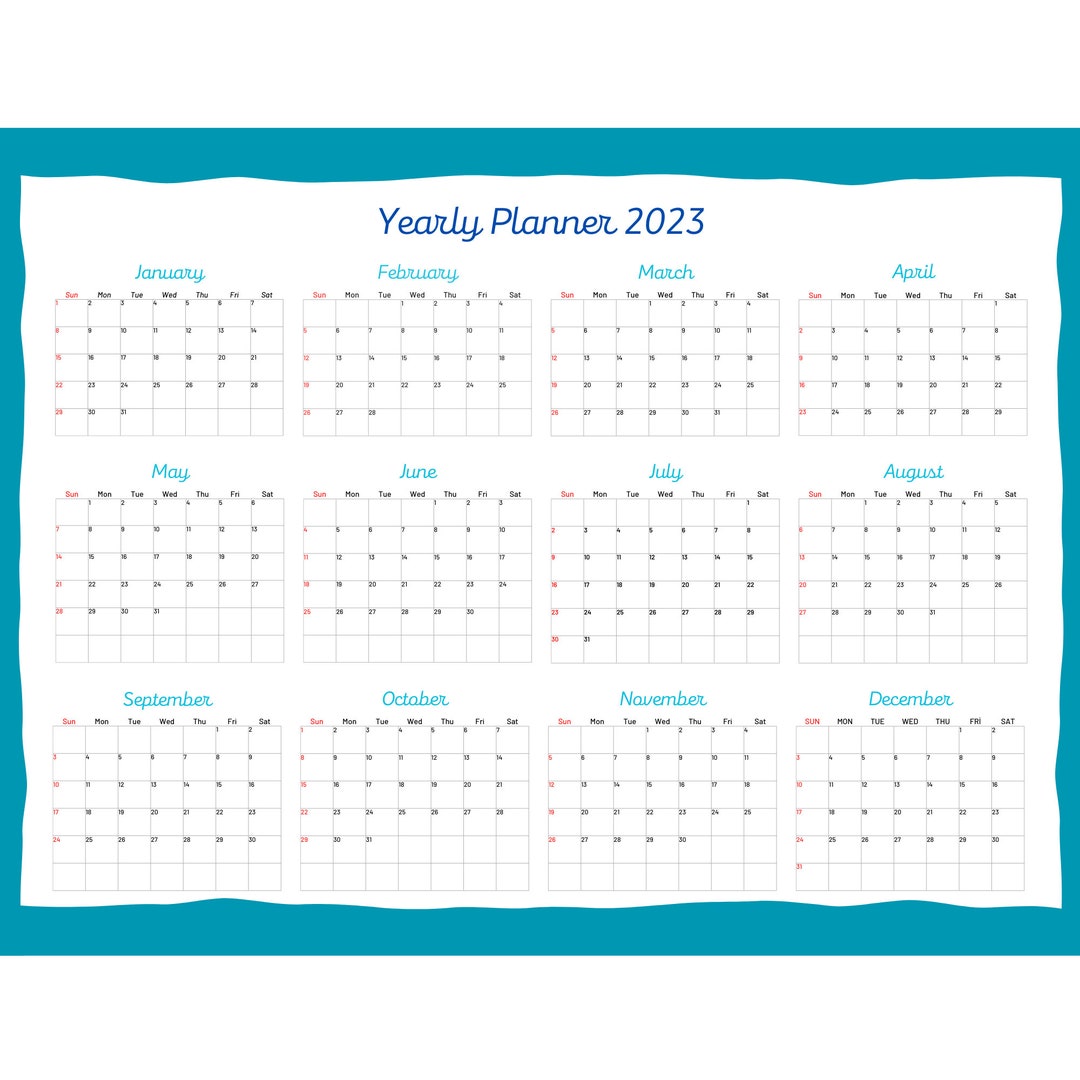 Printable Calendar Printable Planner Yearly Planner 2023 Planner ...