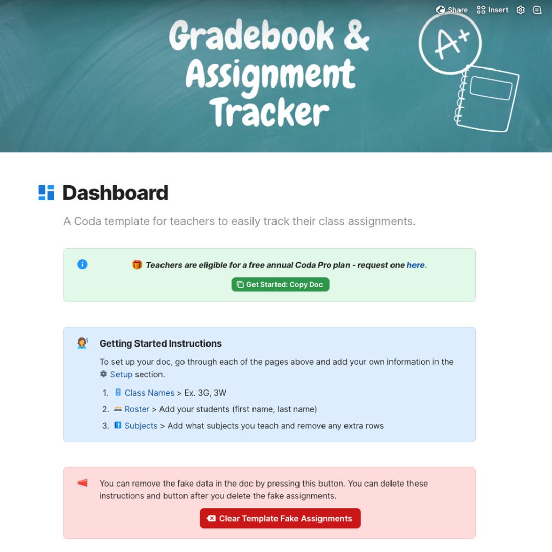 Assignment Tracker & Gradebook Coda Template - Etsy