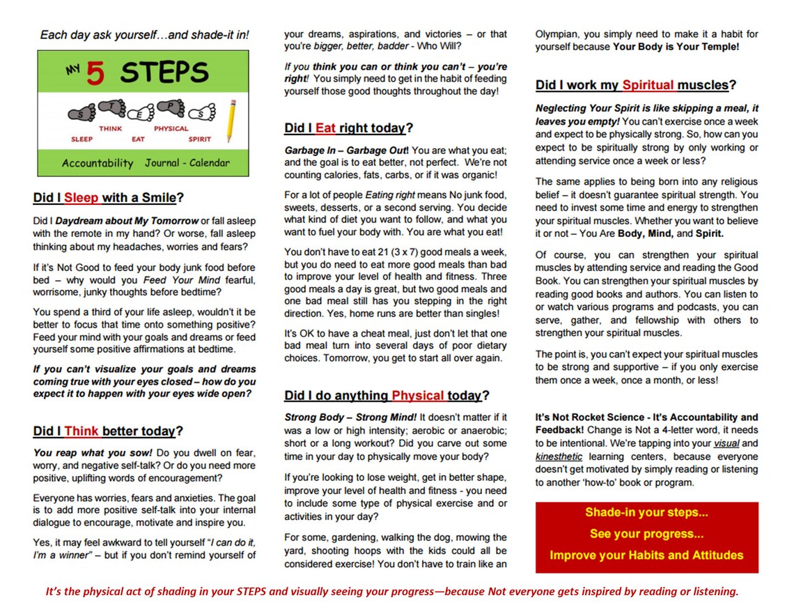 My 5 STEPS Accountability Calendar Printable - Etsy