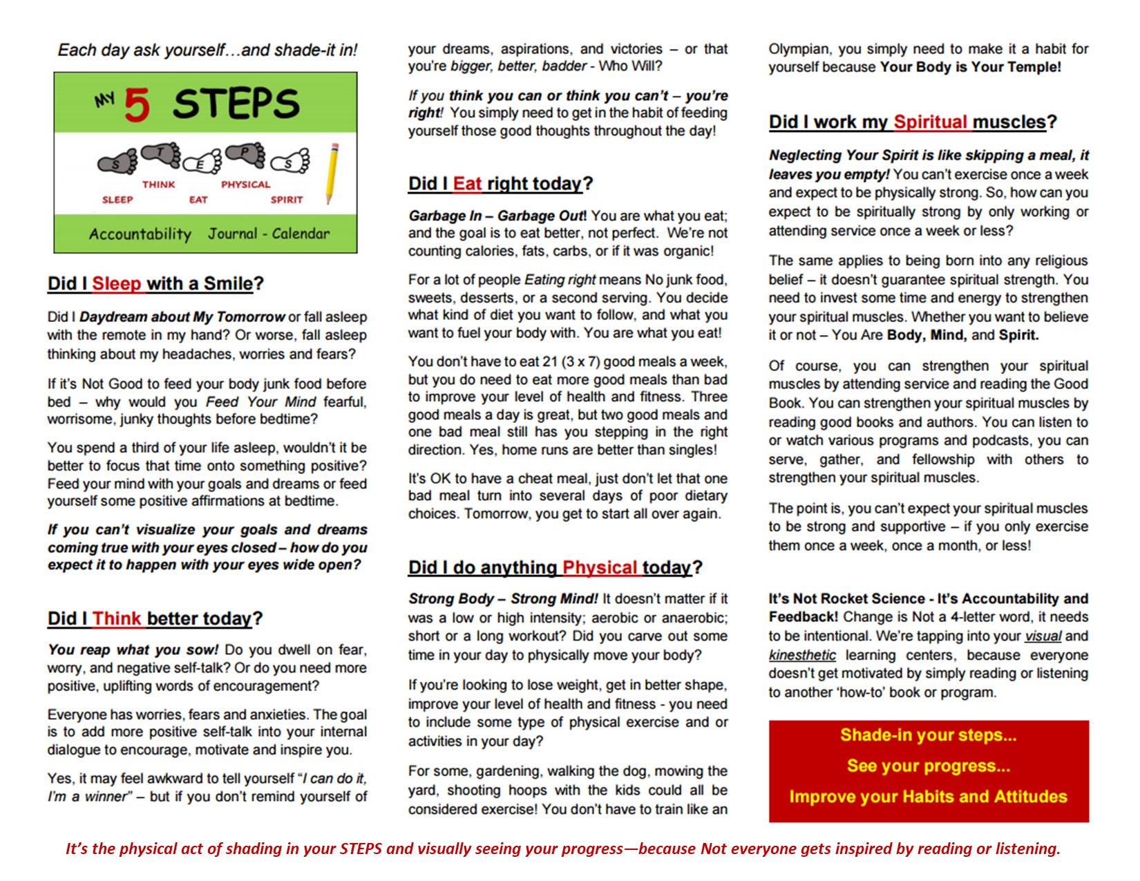 My 5 STEPS Accountability Calendar Printable - Etsy