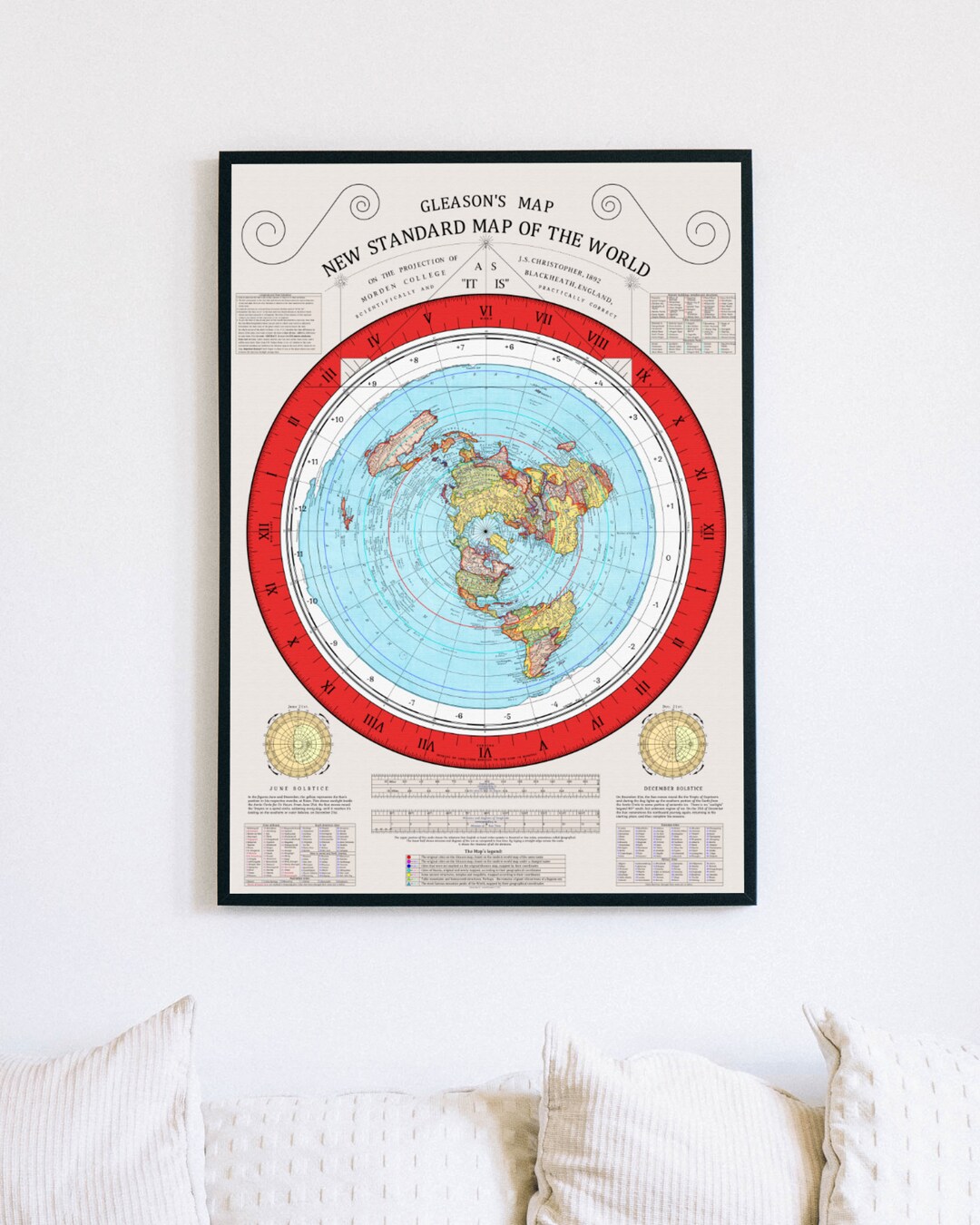 Gleason's New Standard Map of the World 1892 Flat Earth - Etsy