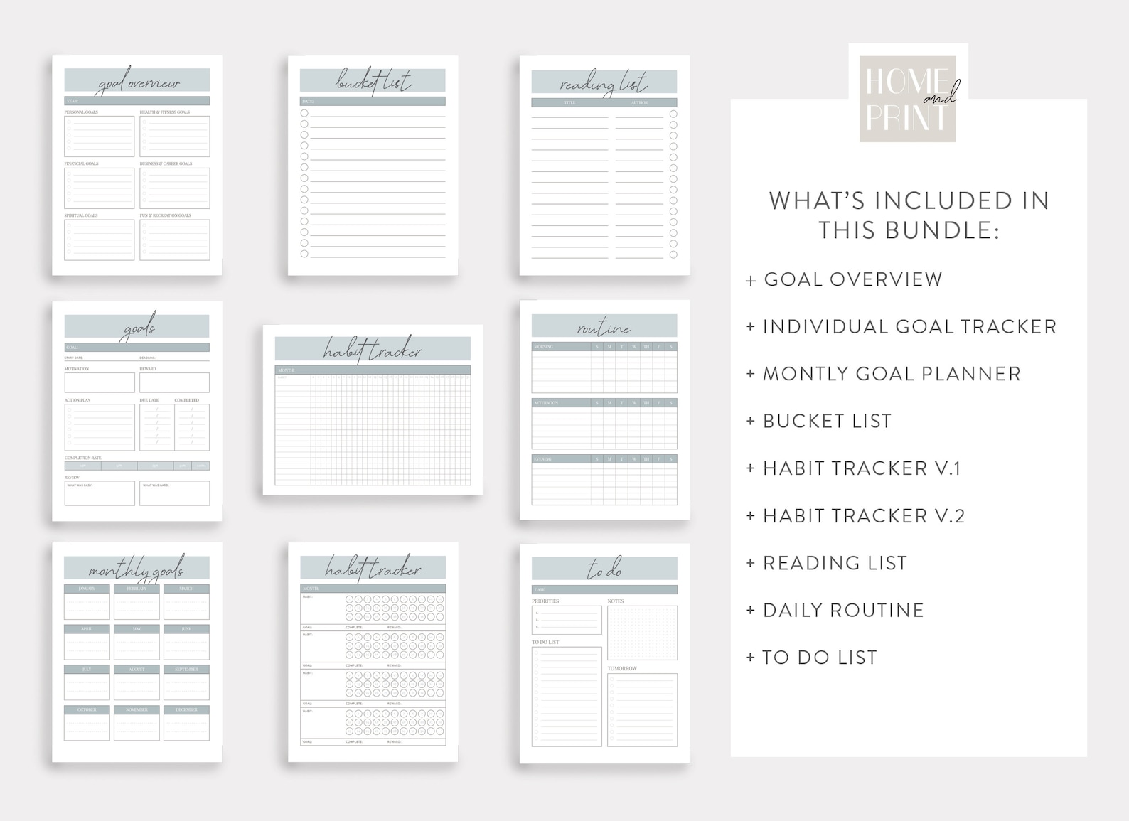 Organization Printables Goal and Habit Tracker Life Organizer PDF Daily ...