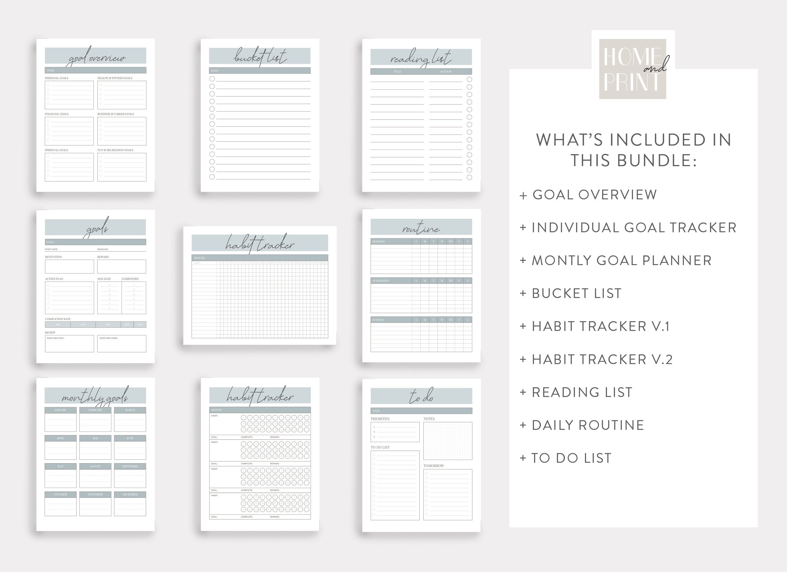 Organization Printables | Goal and Habit Tracker | Life Organizer PDF ...