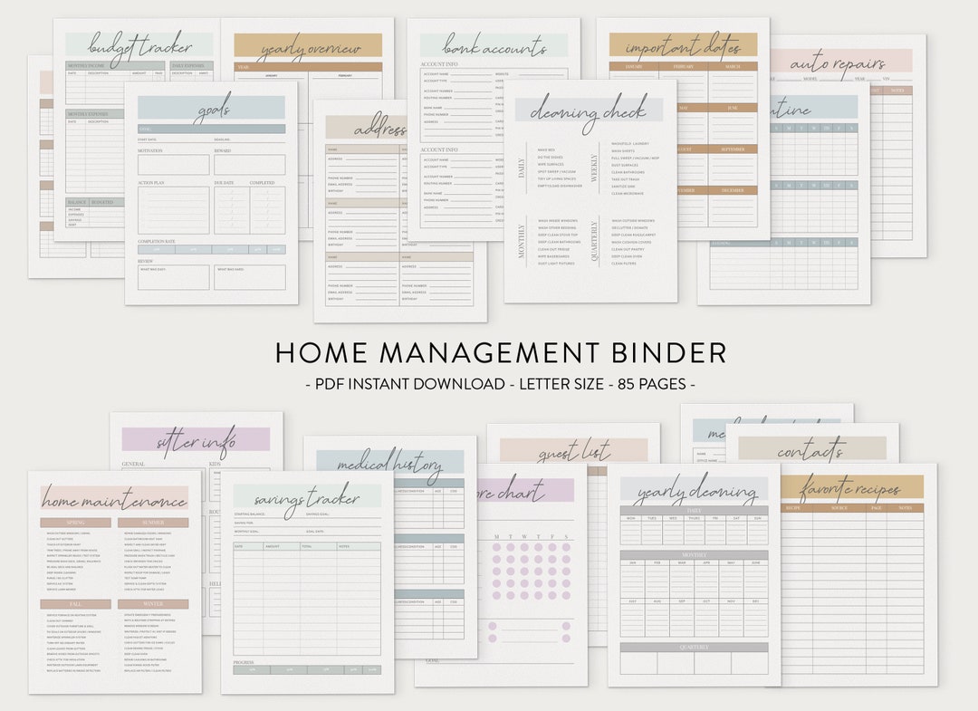 Home Management Binder Printable PDF Planner Home - Etsy