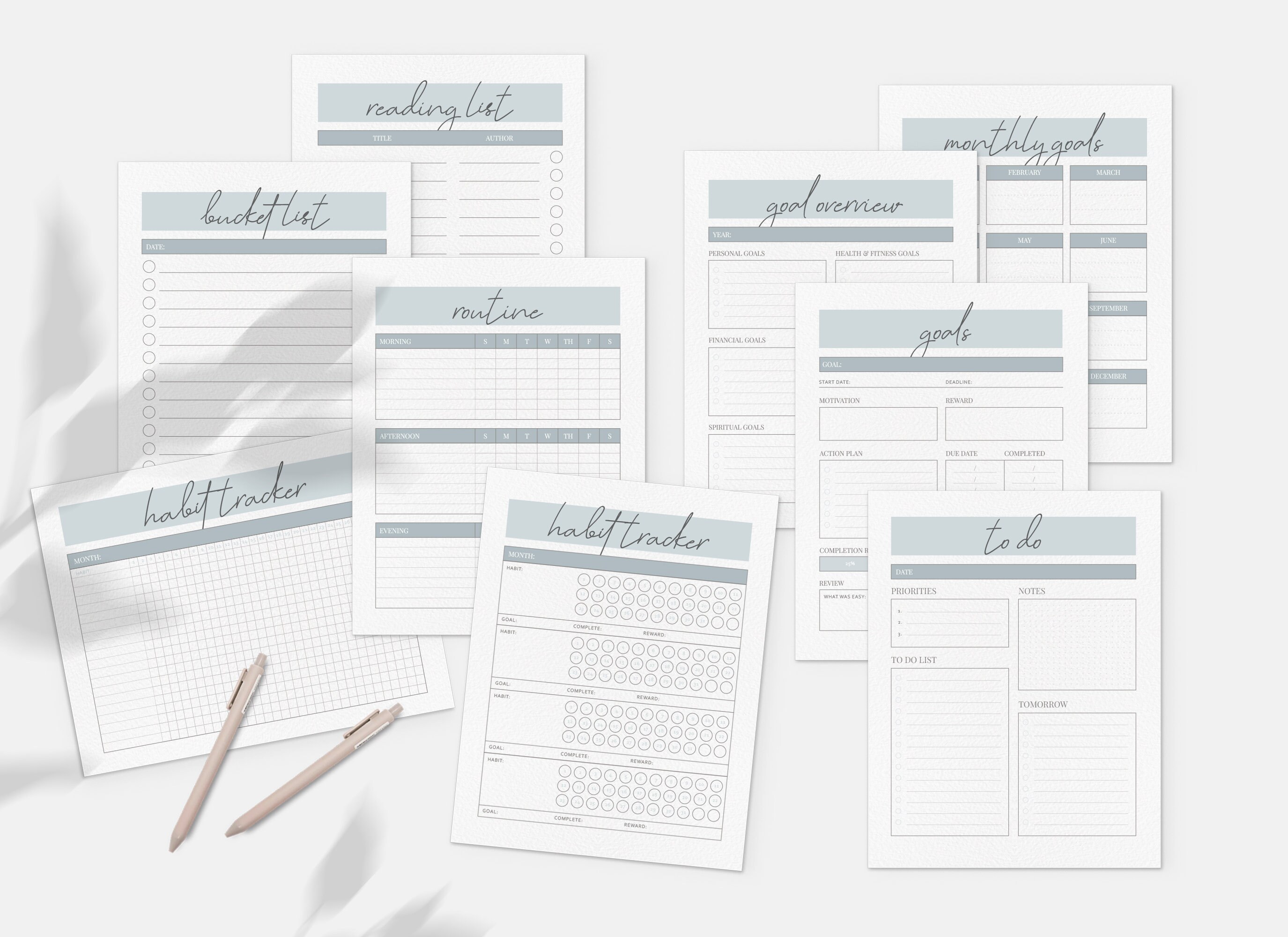 Organization Printables | Goal and Habit Tracker | Life Organizer PDF ...