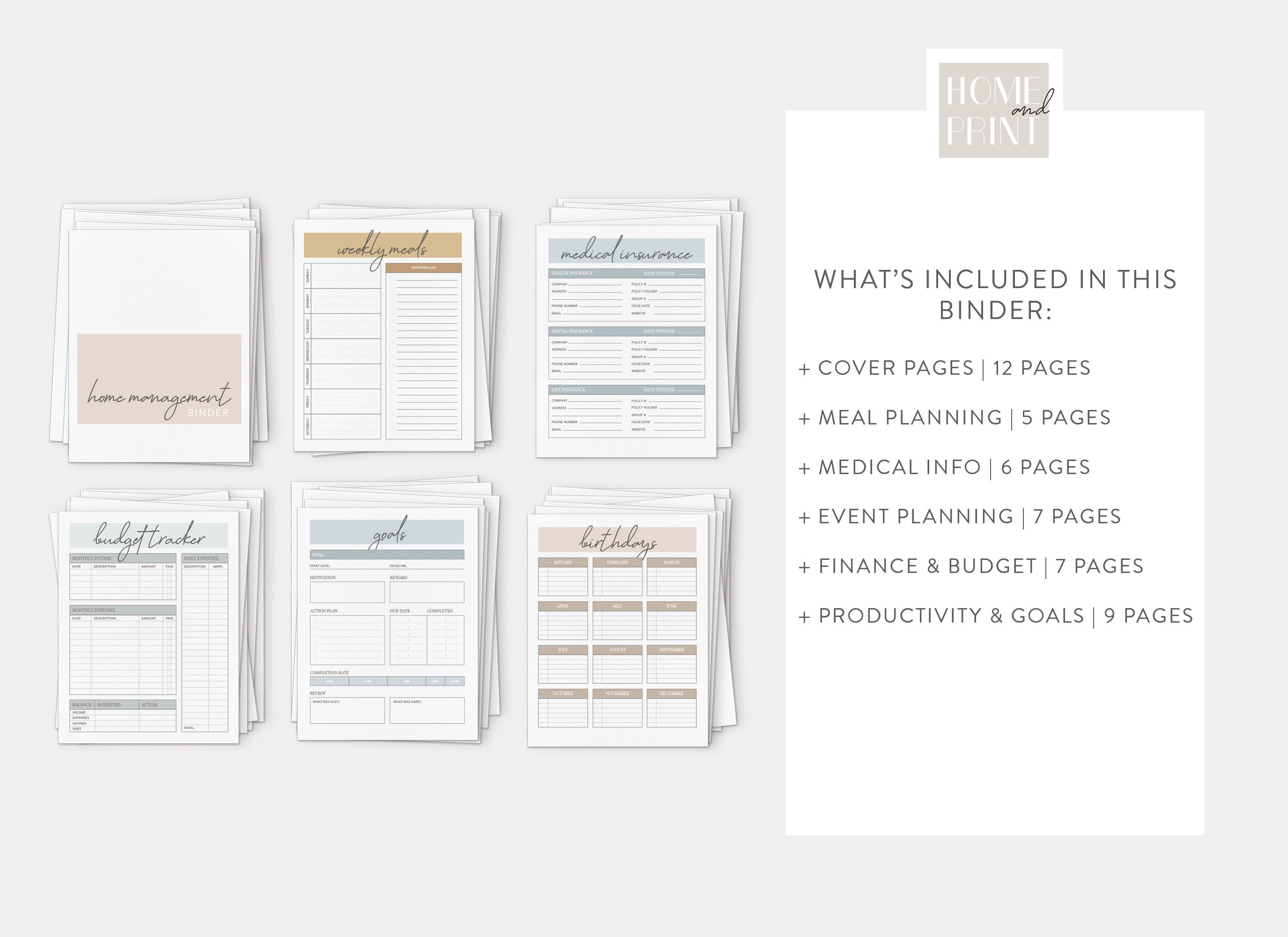 Home Management Binder, Printable PDF Planner, Home Organization ...