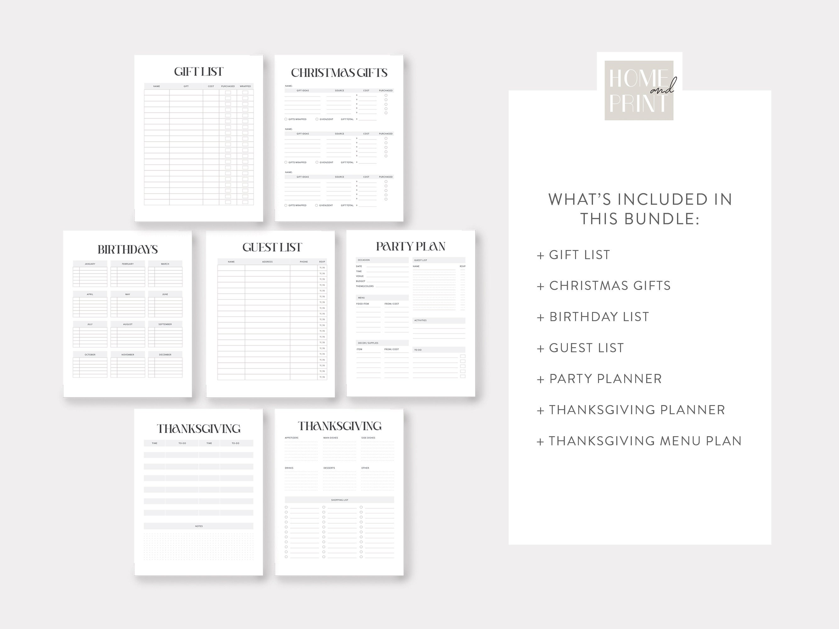 Event Organization Planner, Party Printables, Birthday List, Holiday ...