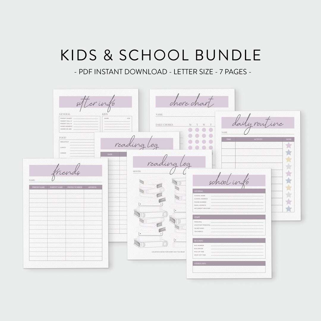 Kids Organization Printables | Chore Chart | Daily Routine Schedule ...
