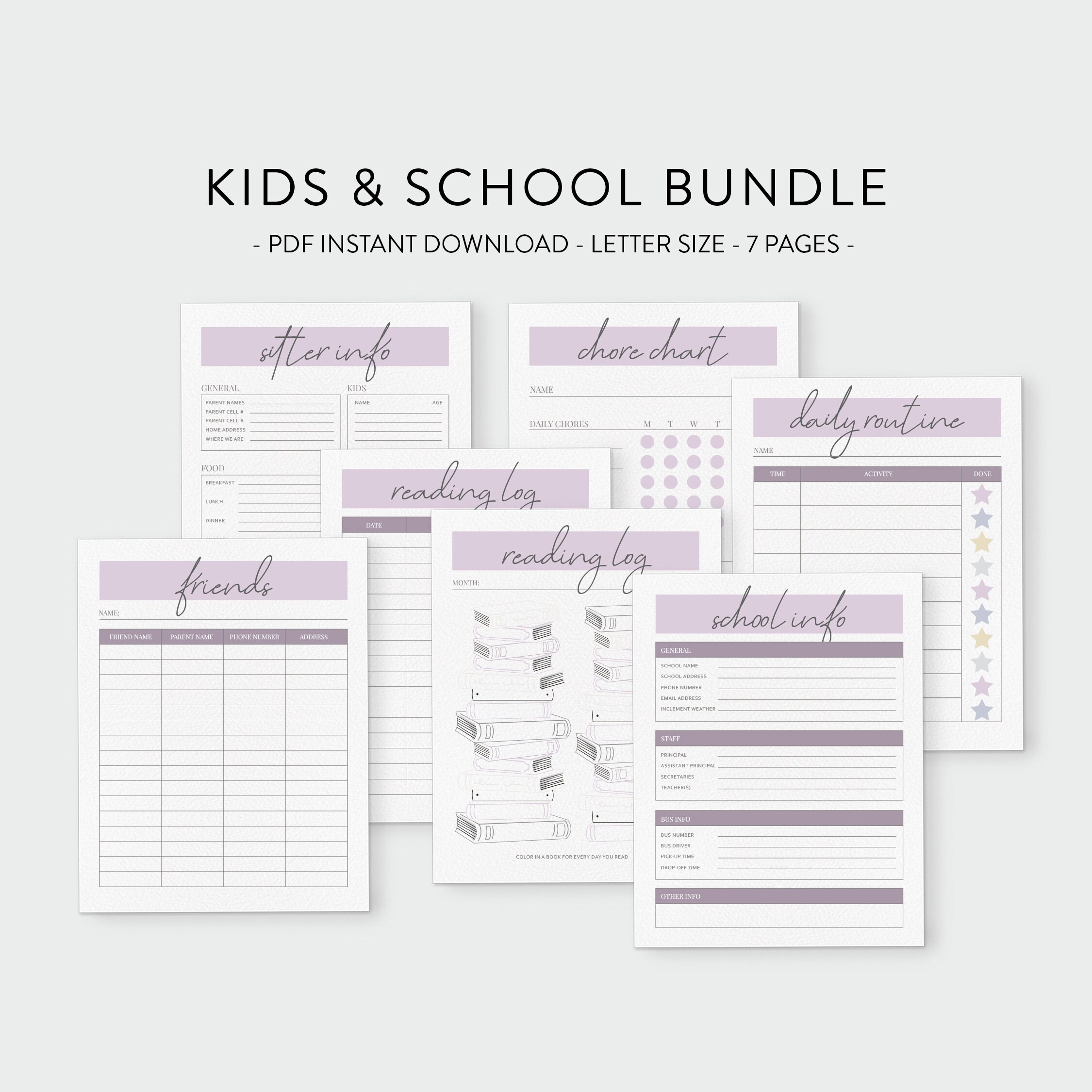Kids Organization Printables Chore Chart Daily Routine Schedule ...