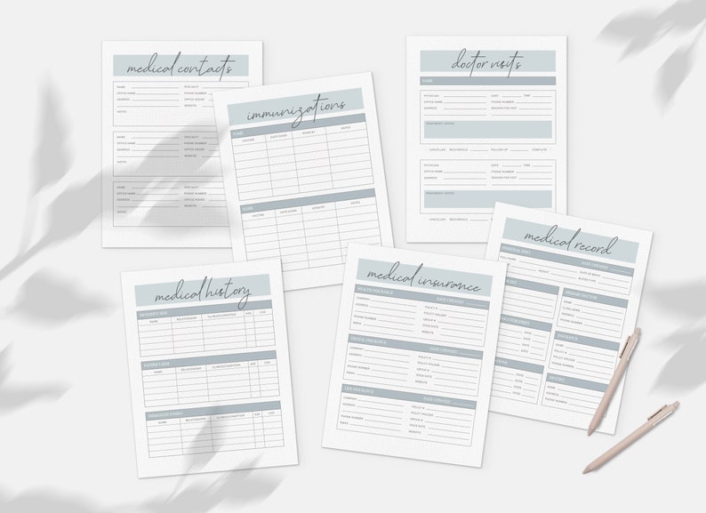 Medical Record Printable | Insurance Info | Doctor Visit Organizer | Medical History | Medical ...