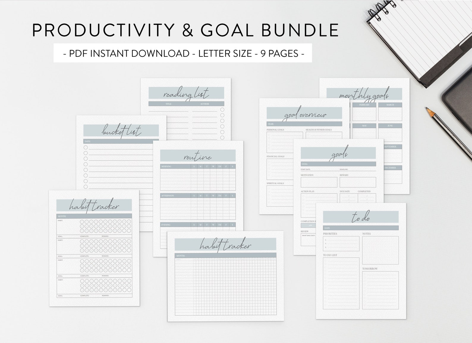 Organization Printables | Goal and Habit Tracker | Life Organizer PDF ...