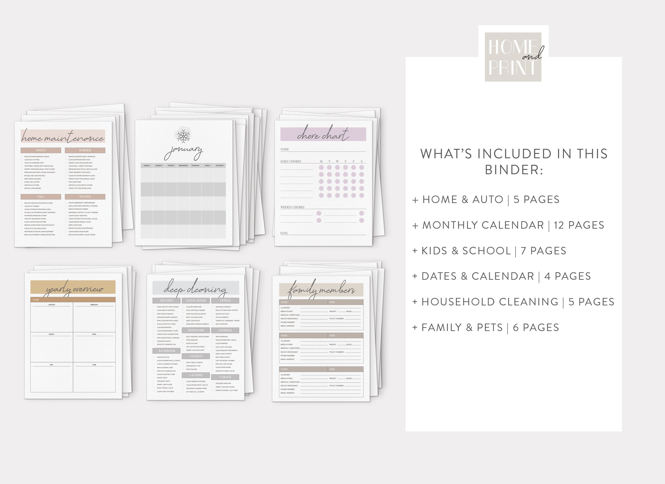 Home Management Binder, Printable PDF Planner, Home Organization ...
