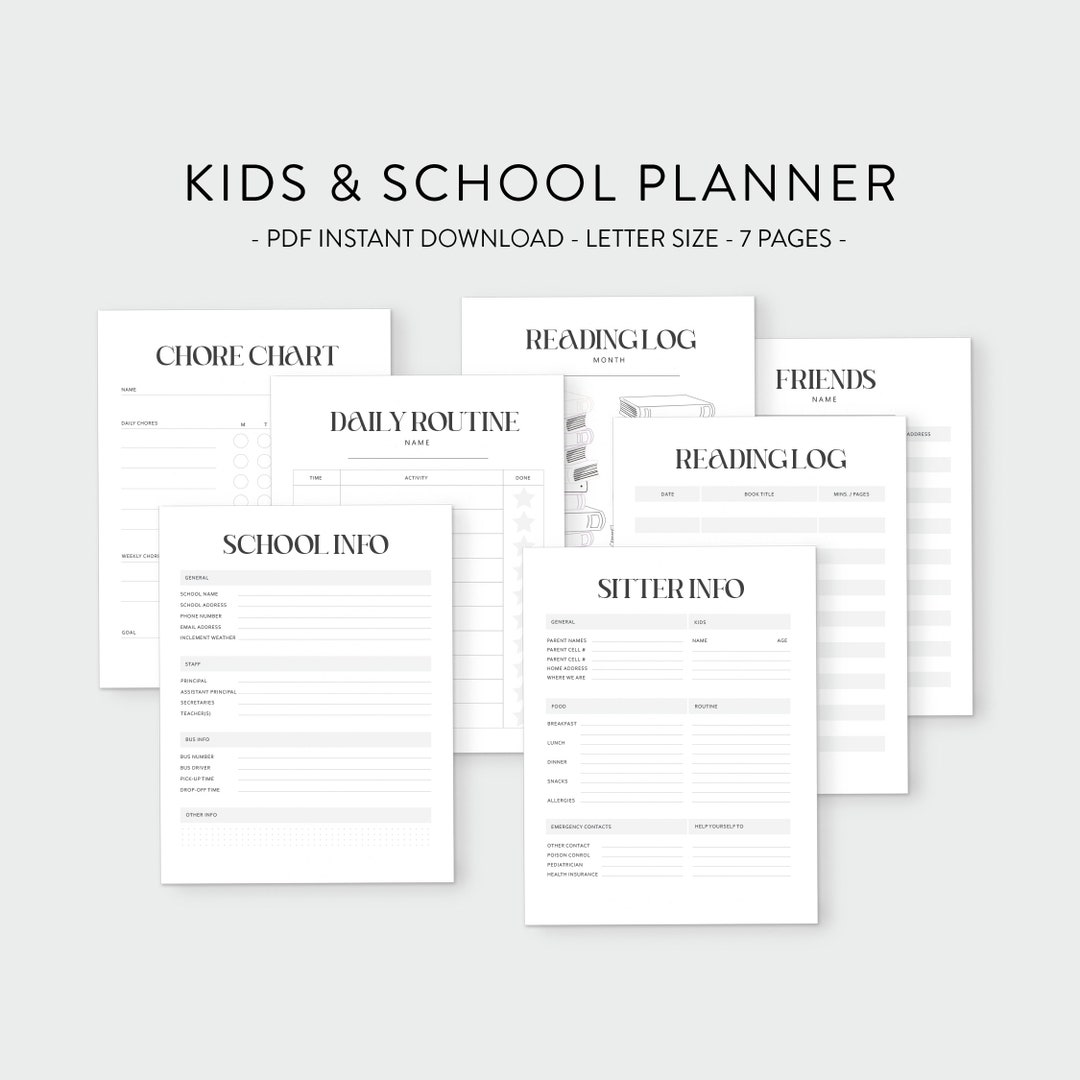 Kids Organization Planner | Chore Chart | Daily Routine Printable ...