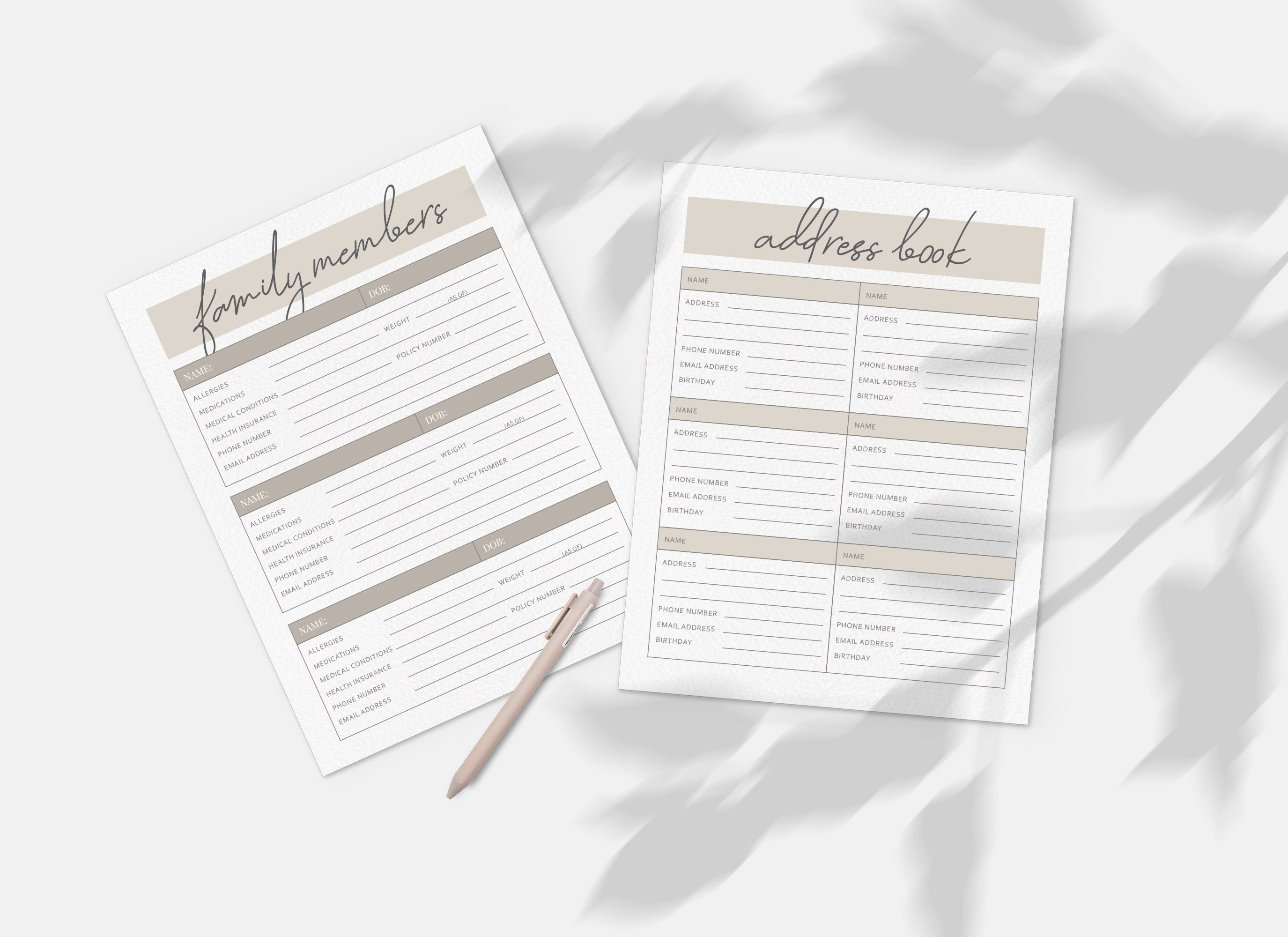 Family Information and Contact Printables | Password List | Emergency ...