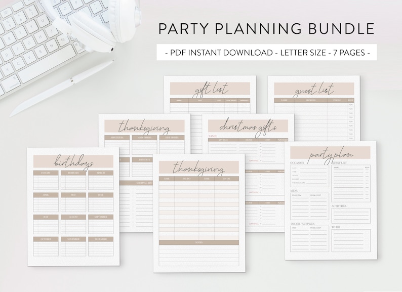 Event Organization Printables Party Planner Birthday List - Etsy
