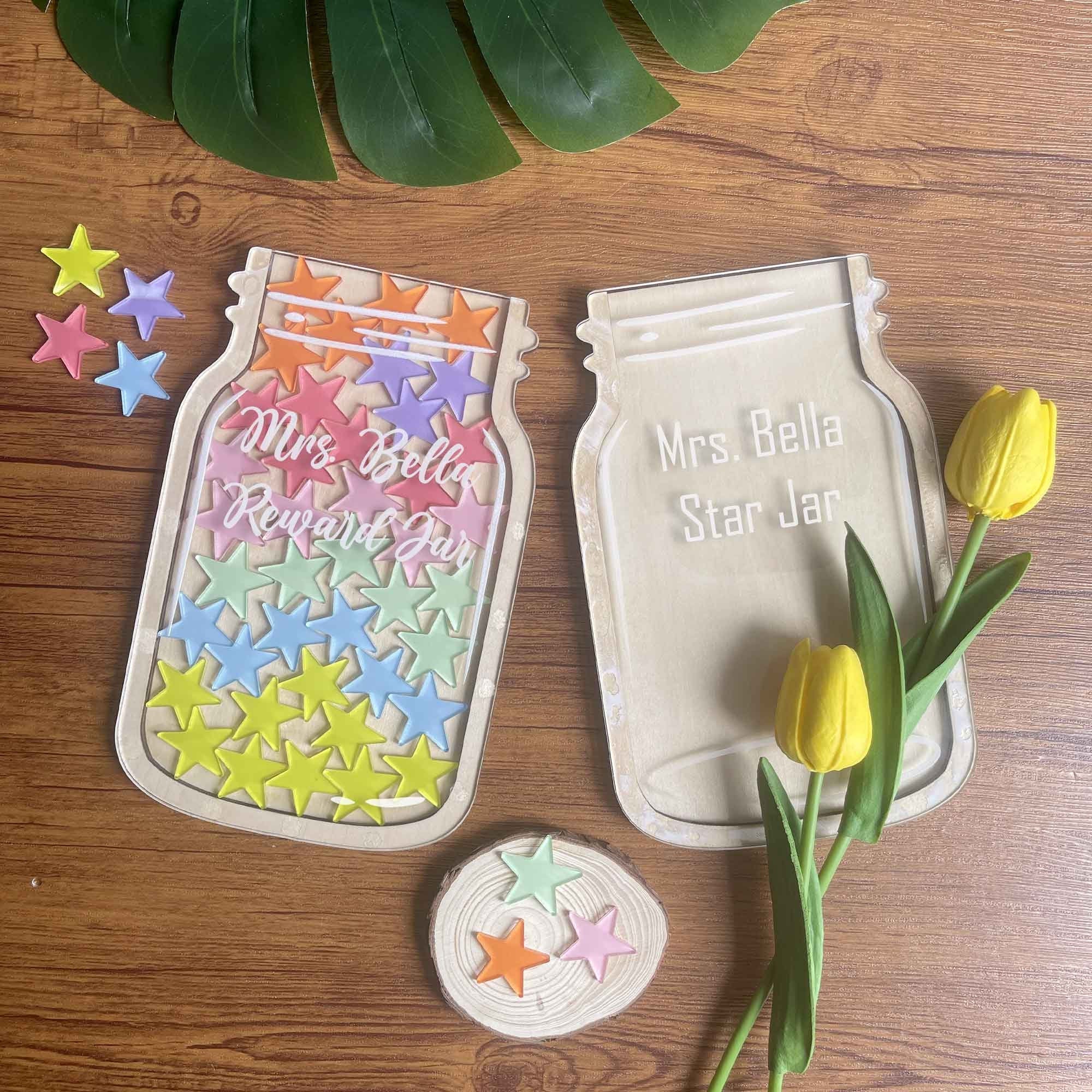 Personalized Reward Jar, Star Reward Jars, Smiley Jars, Teacher Gift ...