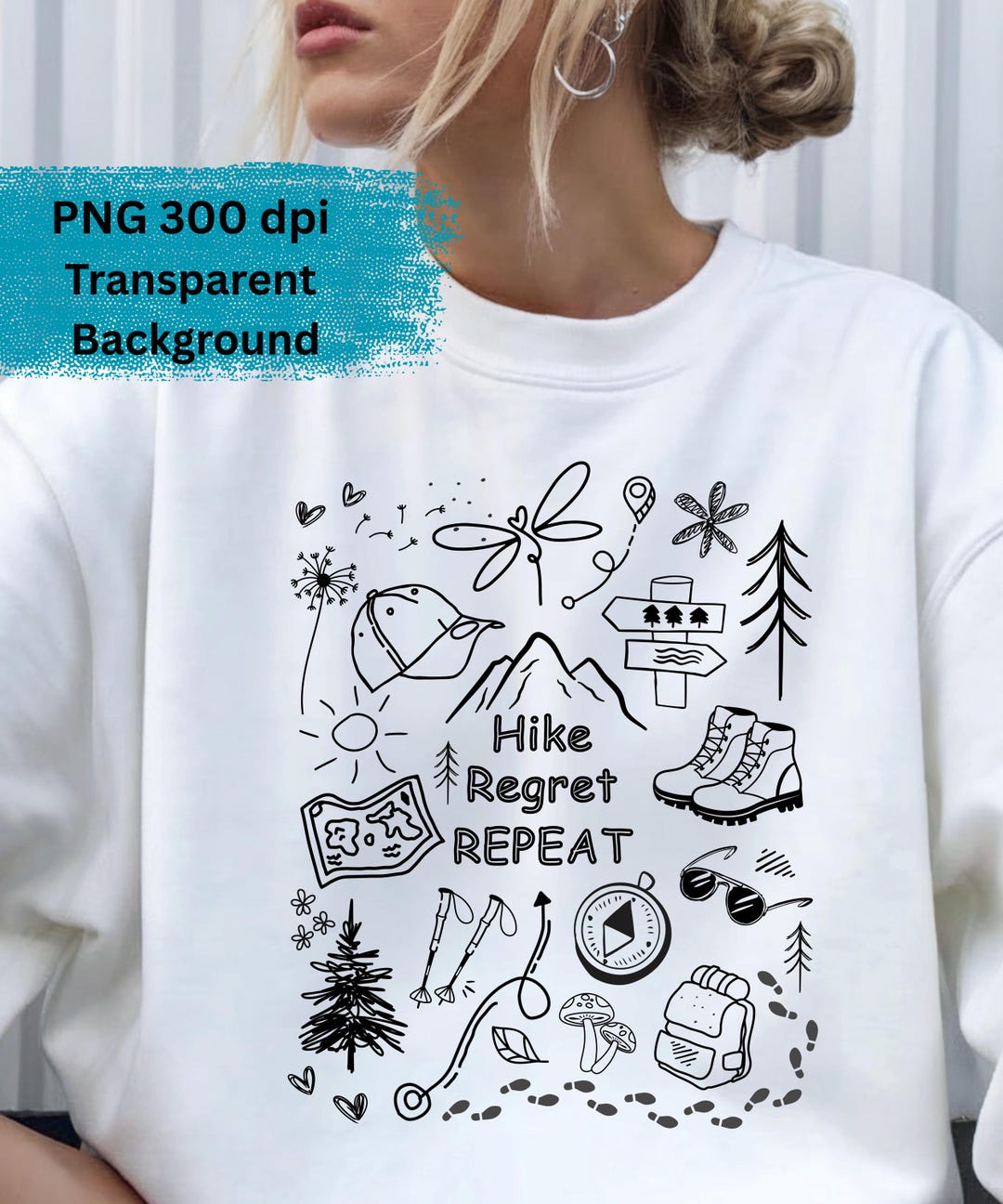 Camping Doodle PNG (transparent), "hike, Regret, Repeat", Nomad’s ...