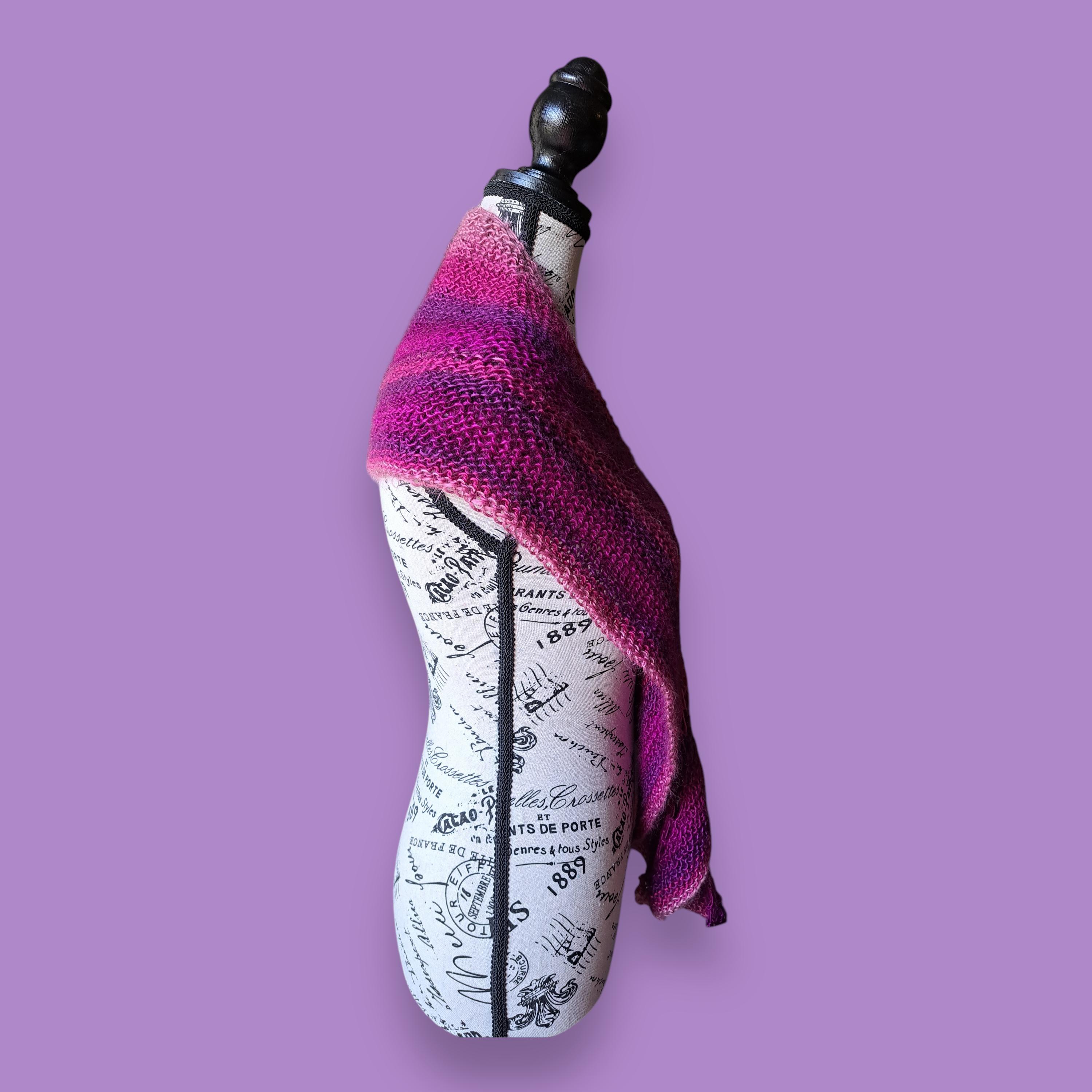 Hand Knit Crescent Shawlette, Multicolour With Eyelet Border - Etsy