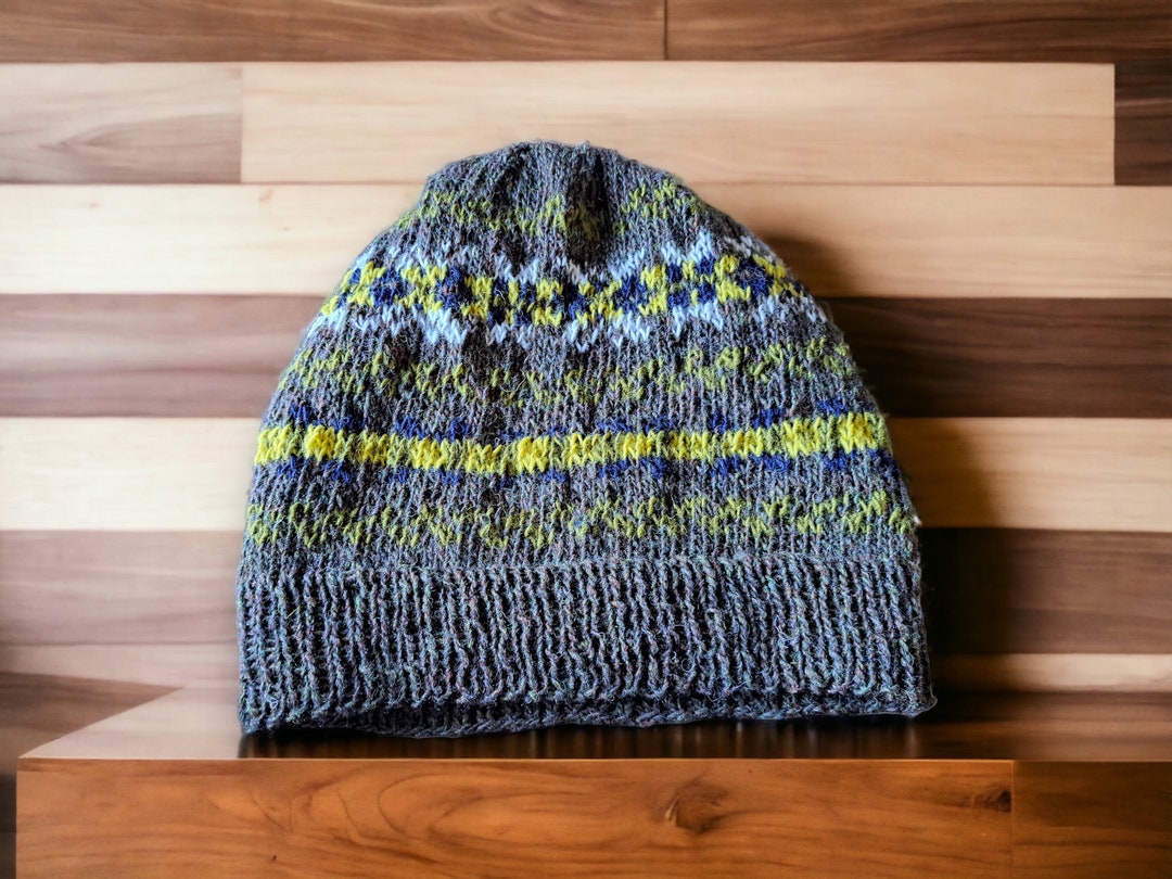Hand Knit Fair Isle Wool Beanie: Unisex Nordic Toque - Etsy