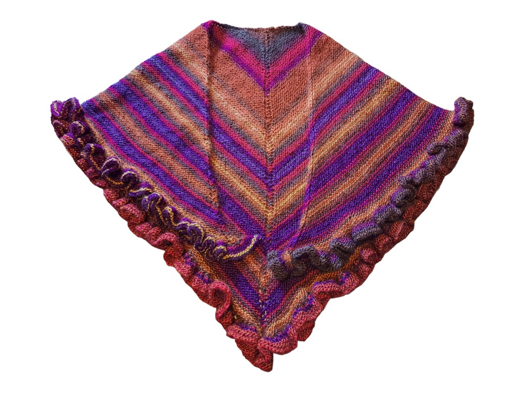 Hand Knit Triangle Shawl Multicolour Vintage Inspired - Etsy