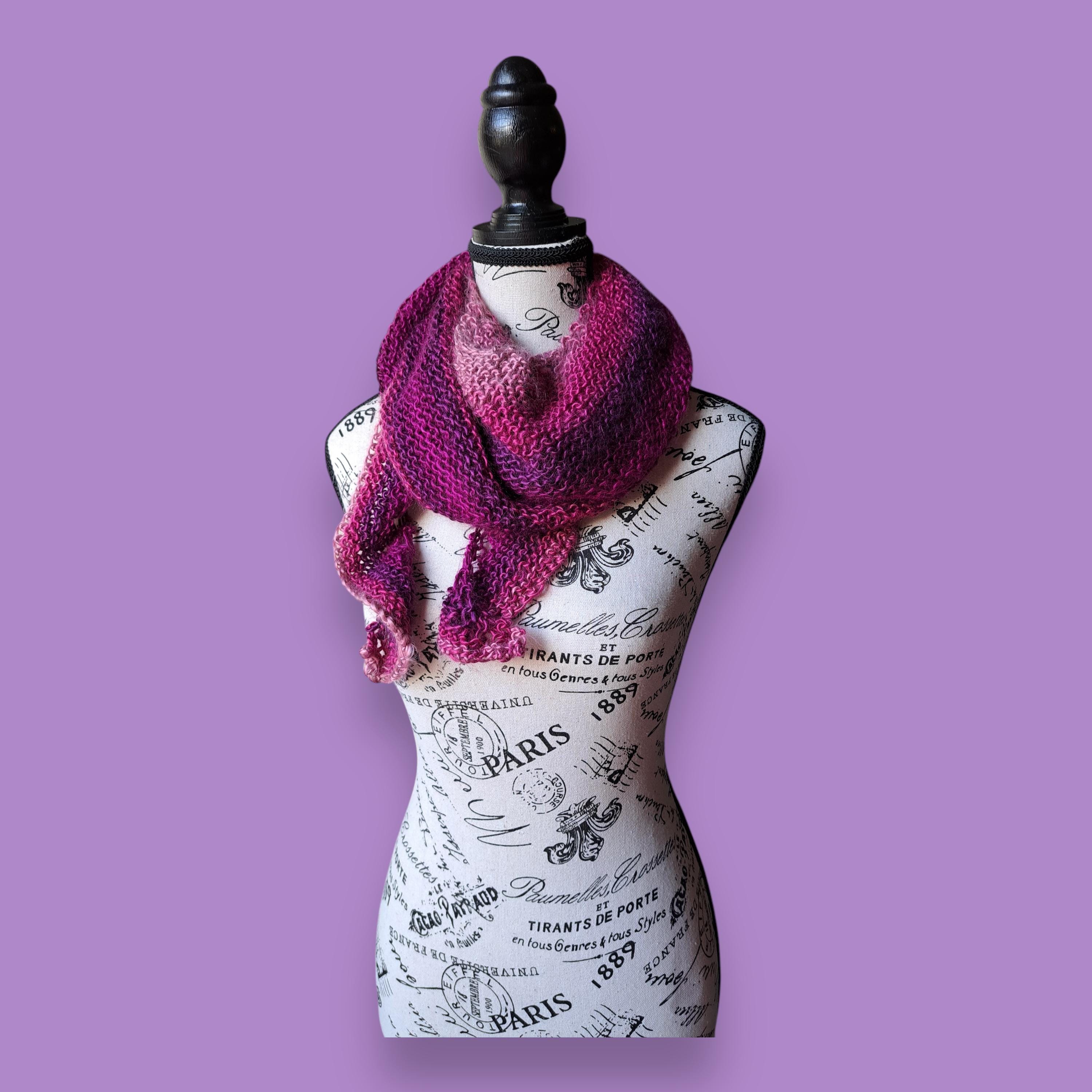 Hand Knit Crescent Shawlette, Multicolour With Eyelet Border - Etsy