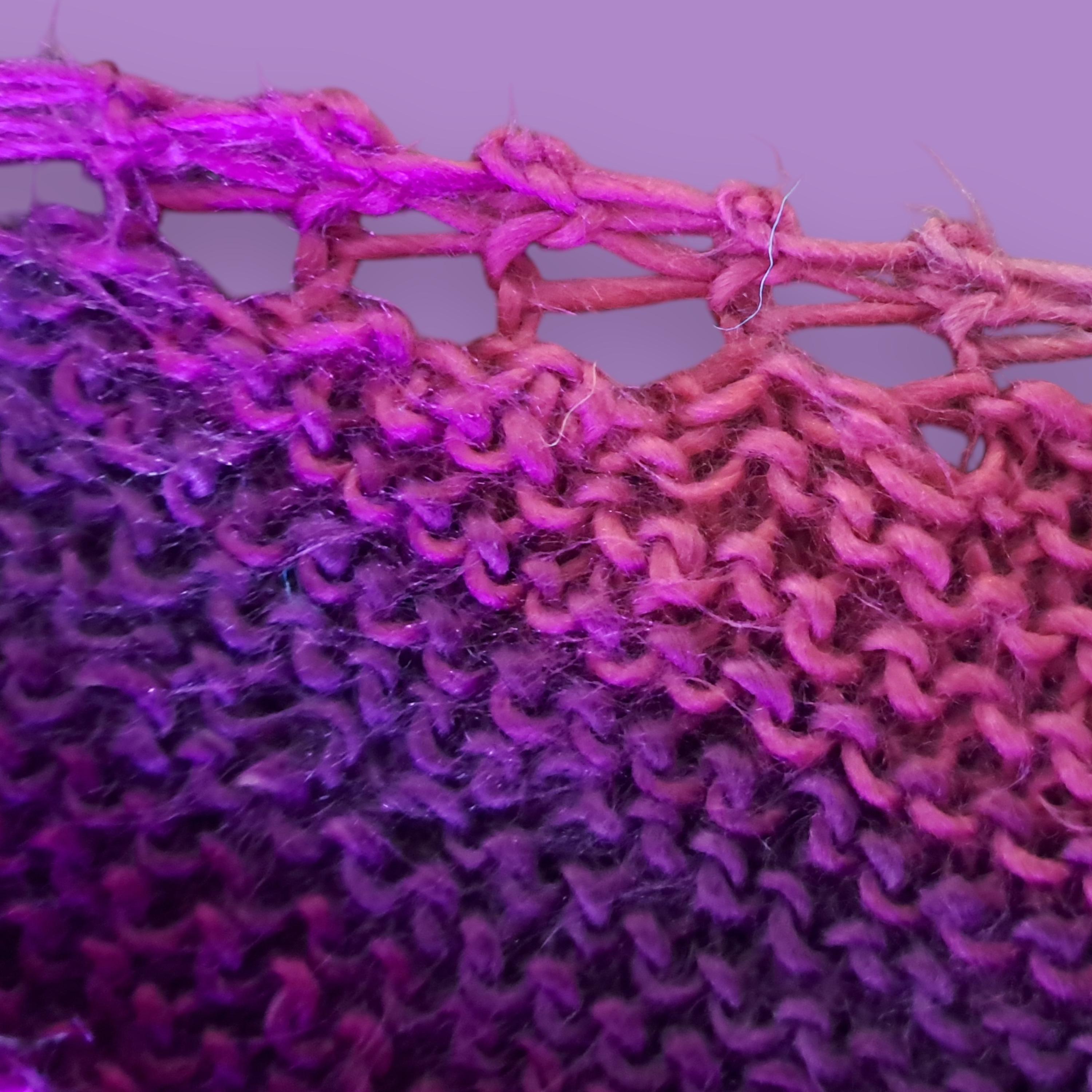 Hand Knit Crescent Shawlette, Multicolour With Eyelet Border - Etsy