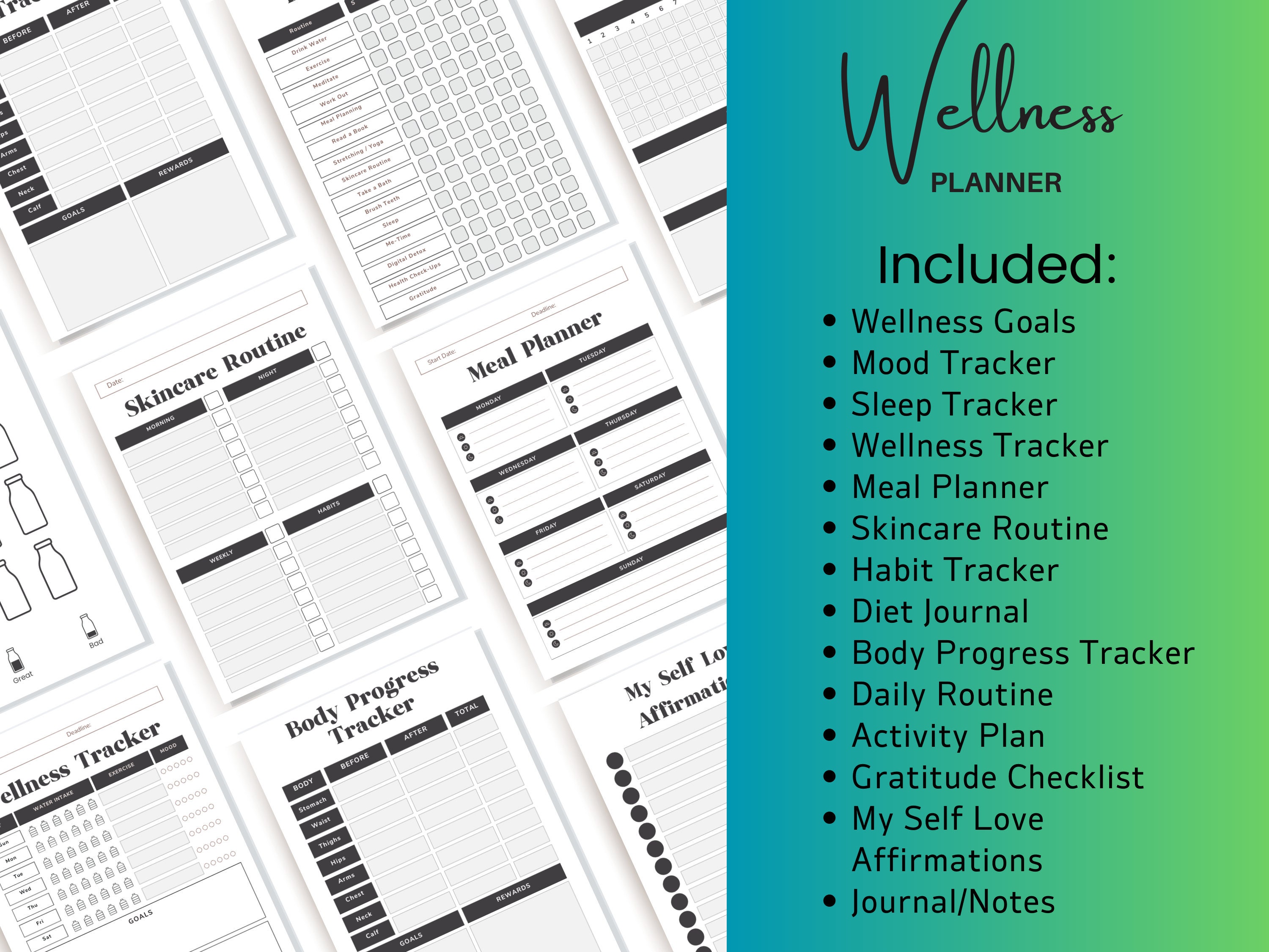 Editable Wellness Planner Templates Printable Canva Planner Self Love ...